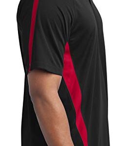 Ford Mustang with Grill Pocket Print Colorblock Polo, Black Red 3XL