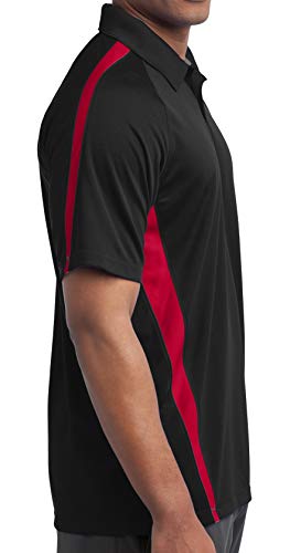 Ford Mustang with Grill Pocket Print Colorblock Polo, Black Red 3XL