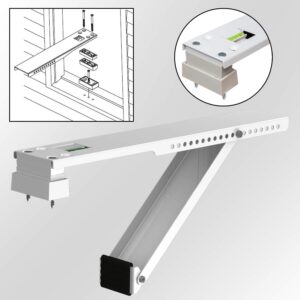 Ivation Universal Air Conditioner Support Bracket | 19” Easy-Install Adjustable Platform for AC Units Up to 170 Lbs. | Support Leg with Rubber Foot, Built-in-Level & Extenders for All Window Types