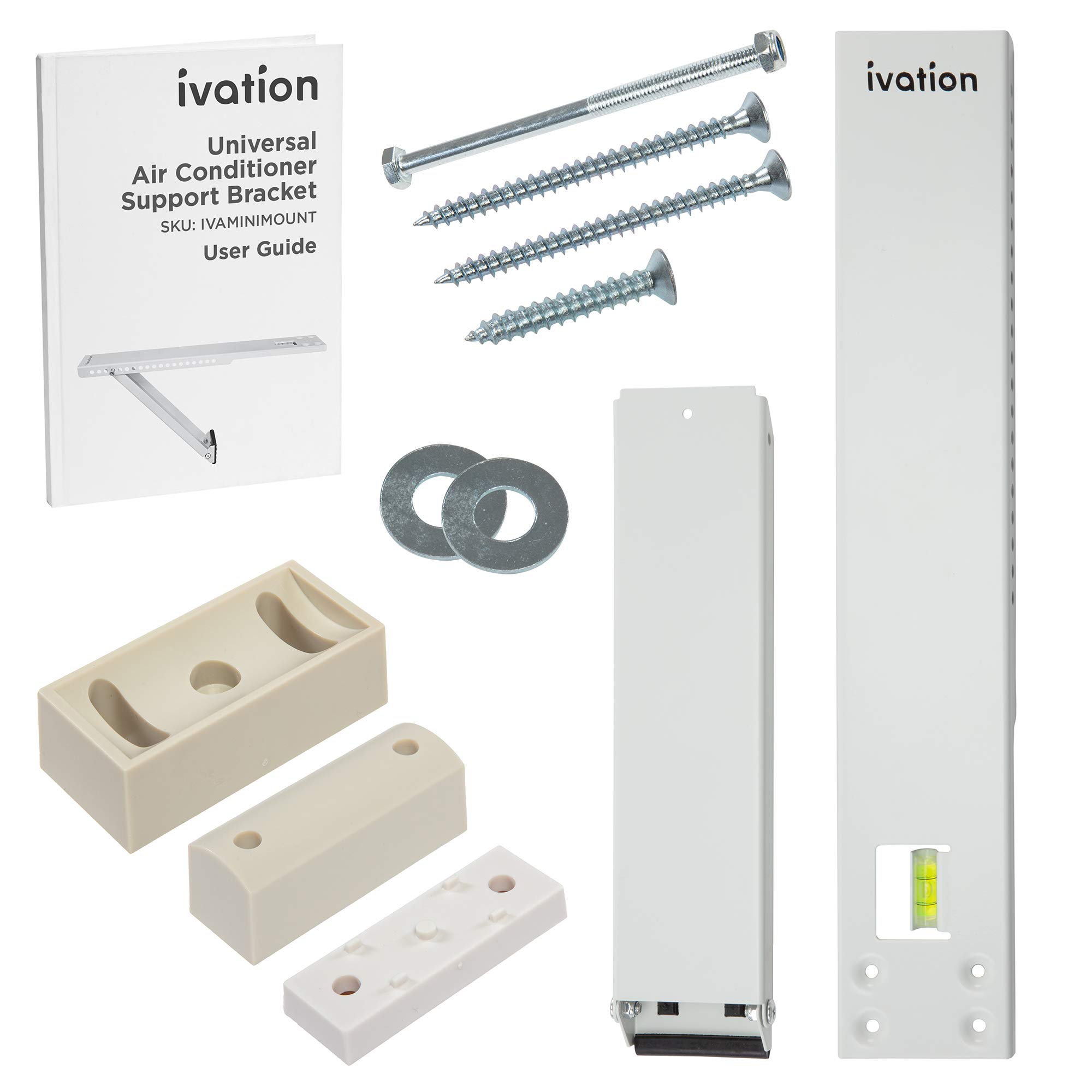 Ivation Universal Air Conditioner Support Bracket | 19” Easy-Install Adjustable Platform for AC Units Up to 170 Lbs. | Support Leg with Rubber Foot, Built-in-Level & Extenders for All Window Types