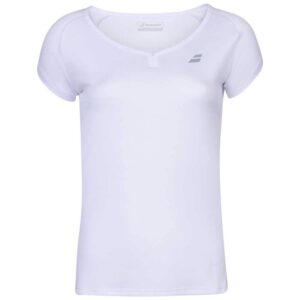 babolat women's play cap sleeve tennis top, white/white (us size large)