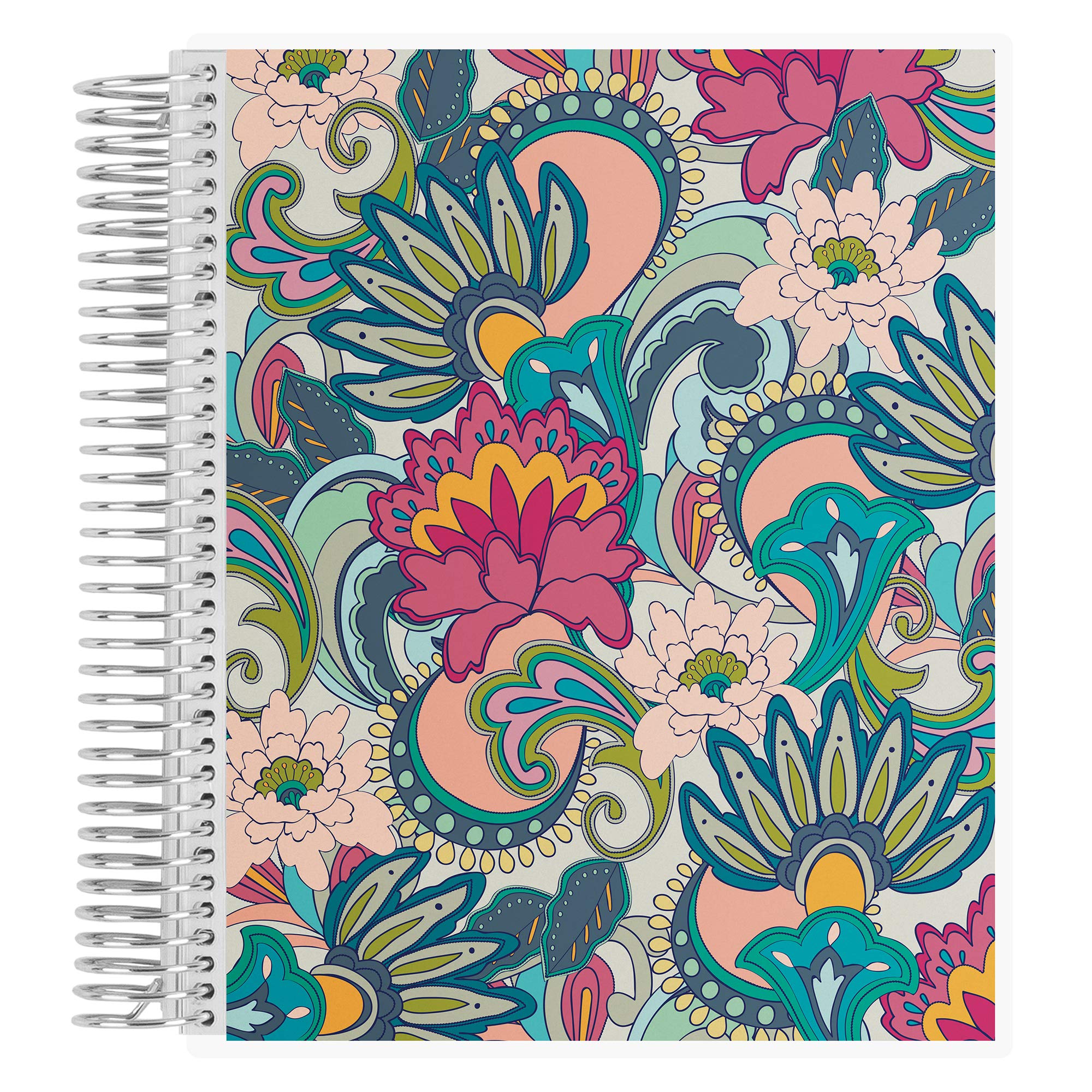 Erin Condren 7" X 9" Spiral Bound Productivity Notebook - Playful Paisley, 160 Lined Page & To Do List Organizer Notebook, 80Lb Thick Mohawk Paper, Stickers Included