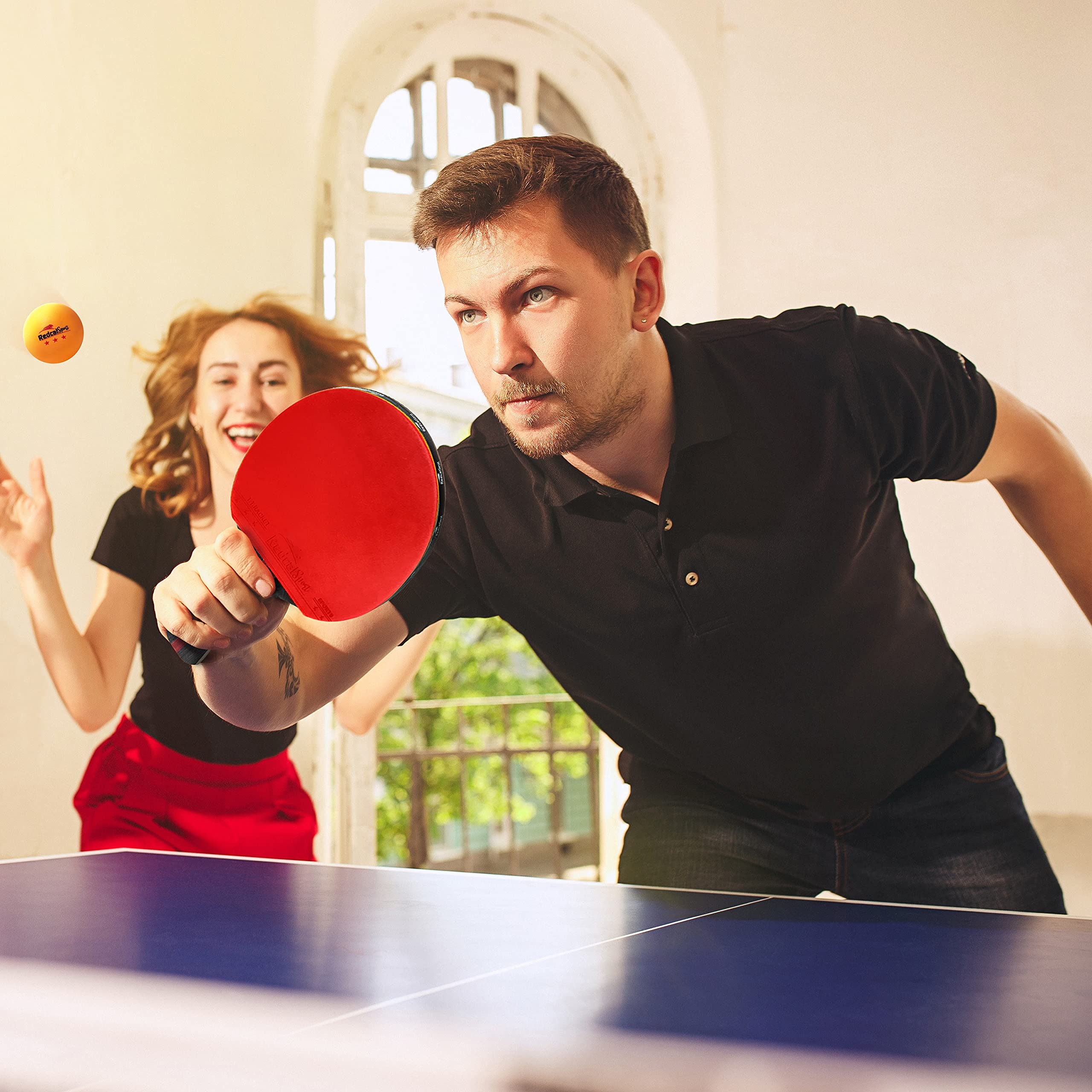 Ping Pong Paddle Set of 4 Rackets with 8 Balls - This Table Tennis Paddles Set with Accessories and Portable Carry case is Perfect for Professional Play and Amateurs - for Indoor or Outdoor use