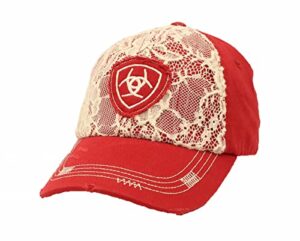 ariat ladies adjustable cap ivory lace red