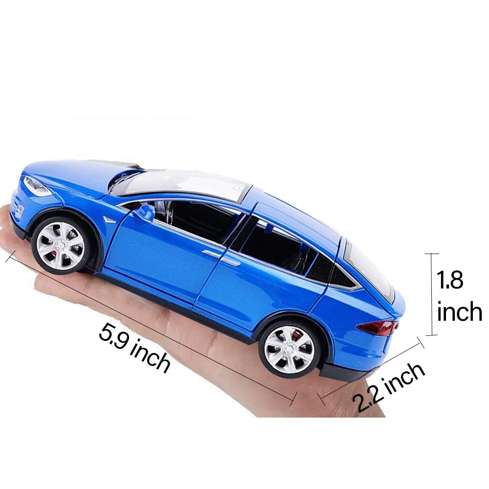 Toy Car Model x, Pull Back Car Toys Alloy Vehicles with Lights and Sound 1:32 Scale Model Car (Blue)