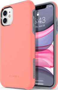 team luxury for iphone 11 case, [clarity series] shockproof protective phone case cover for apple iphone 11 6.1 inch (living coral, iphone 11)