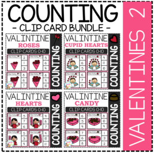 counting picture clip cards 0-10: valentine's day 2