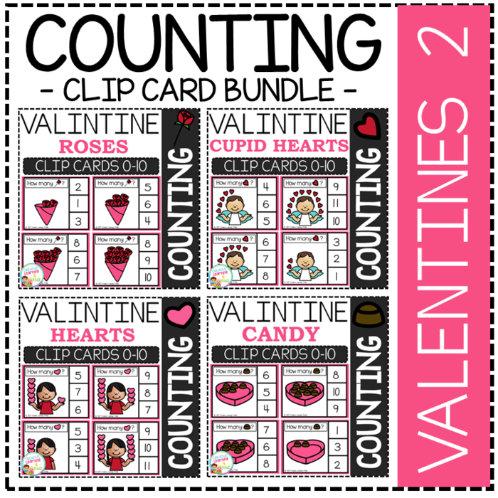 Counting Picture Clip Cards 0-10: Valentine's Day 2