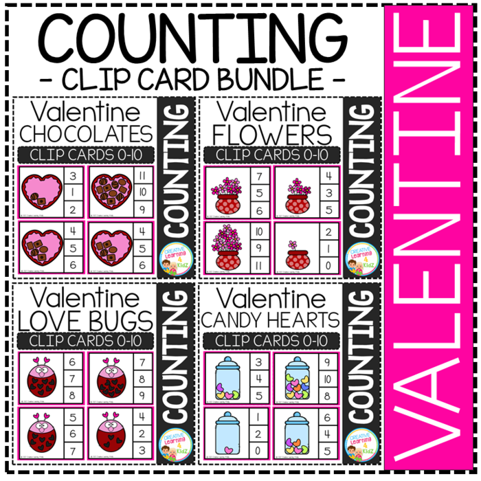 Counting Picture Clip Cards 0-10: Valentine's Day