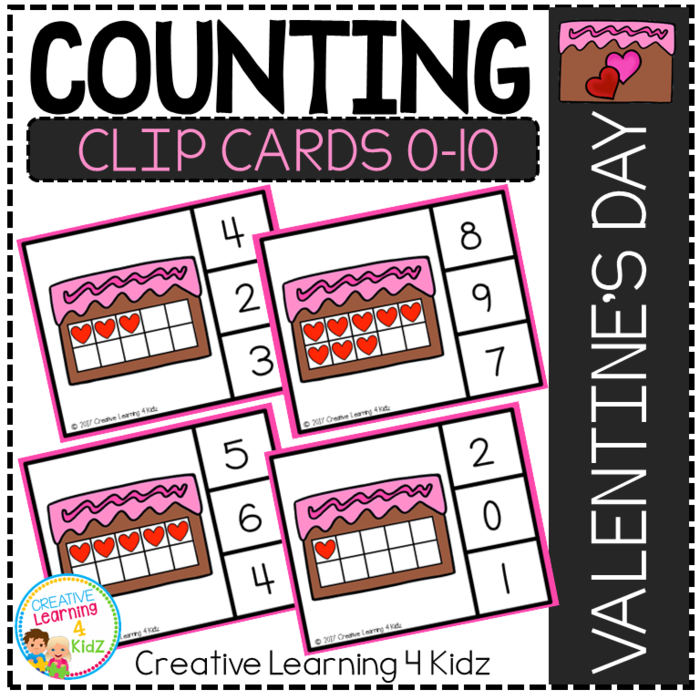 Counting Ten Frame Clip Cards 0-10: Valentine's Day