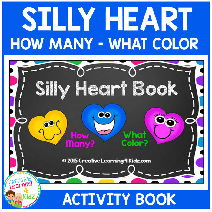 Silly Heart Valentine's Day Book Number & Color Cut & Paste Book