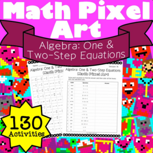 valentine’s day: algebra one & two-step equations pixel art mystery pictures