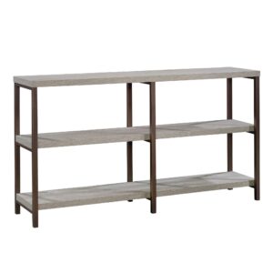 sauder manhattan gate console table/book shelf, l: 66.02" x w: 15.59" x h: 35.83", mystic oak finish