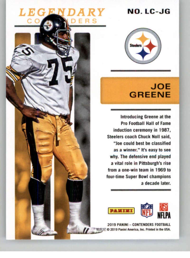 2019 Panini Contenders Legendary Contenders #LC-JG Joe Greene Pittsburgh Steelers Football Card