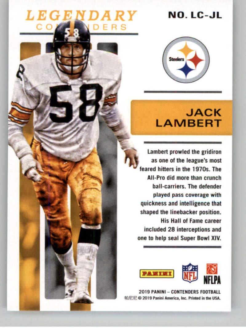 2019 Panini Contenders Legendary Contenders #LC-JL Jack Lambert Pittsburgh Steelers Football Card