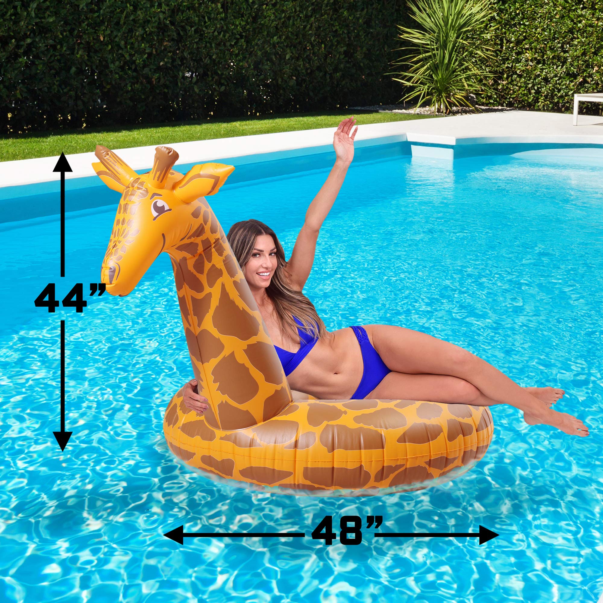 GoFloats 'Stretch the Giraffe' Pool Float Party Tube - Inflatable Rafts, Adults & Kids