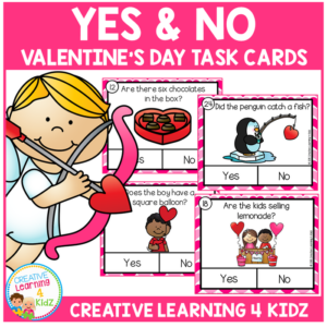 yes & no valentine's day picture question task cards