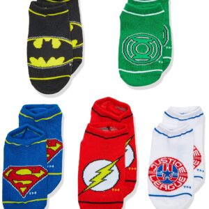 Justice League boys Justice League 5 Pack No Show Casual Sock, Grey Assorted, Shoe Size 3-8 US