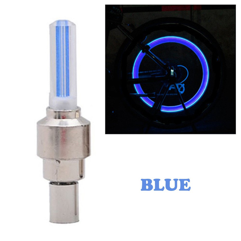 Muranba 2PCS Bike Car Motorcycle Wheel Tyre Valve Cap Flash LED Light Lamp Accessories Blue