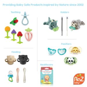 RAZBABY RaZbaby RaZberry Silicone Baby Teether Toy - Berrybumps Soothe Babies Sore Gums - Infant Teething Toy - Hands Free Design - BPA Free - Easy-to-Hold Design - Teething Relief Pacifier - Caramel