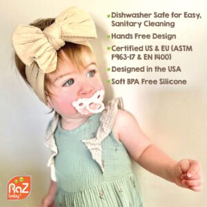 RAZBABY RaZbaby RaZberry Silicone Baby Teether Toy - Berrybumps Soothe Babies Sore Gums - Infant Teething Toy - Hands Free Design - BPA Free - Easy-to-Hold Design - Teething Relief Pacifier - Caramel