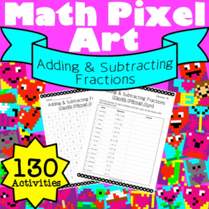 valentine’s day: adding and subtracting fractions pixel art mystery pictures