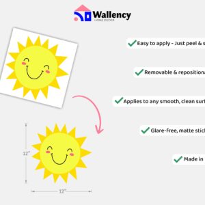 Wallency Sun Wall Decal - Wall Sticker for Kids Room, Bedroom, Kindergarten, School - Nordic Nursery Decor - Peel and Stick, Removable Wall Stickers - Made in The USA (12" x 12", Happy Sun)