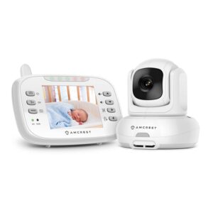 amcrest ac-2 video baby monitor with camera and audio, 3” lcd display, two-way audio, temperature and voice/audio alarm, vox mode, pan/tilt/zoom security camera, night vision, 980ft transmission range