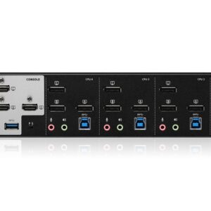 IOGEAR 4-Port 4K DisplayPort Triple View KVMP - 3 HDMI Monitors Outs - Converts DisplayPort to HDMI Out - 4096 x 2160 @60Hz - Control/Share USB 3.0 peripherals - Win 7+ Mac OS Linux - GCS1964