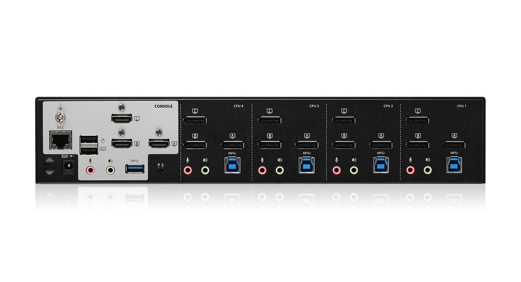 IOGEAR 4-Port 4K DisplayPort Triple View KVMP - 3 HDMI Monitors Outs - Converts DisplayPort to HDMI Out - 4096 x 2160 @60Hz - Control/Share USB 3.0 peripherals - Win 7+ Mac OS Linux - GCS1964