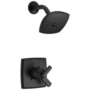 delta faucet ashlyn 17 series matte black shower faucet, tub and shower trim kit with single-spray touch-clean matte black shower head, matte black t17264-bl (valve not included)