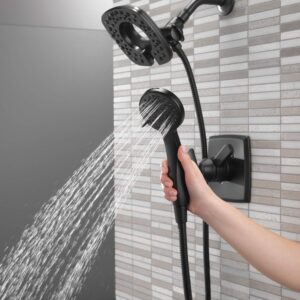 Delta Faucet Ashlyn 17 Series Matte Black Shower Faucet, Tub and Shower Trim Kit with Single-Spray Touch-Clean Matte Black Shower Head, Matte Black T17264-BL (Valve Not Included)