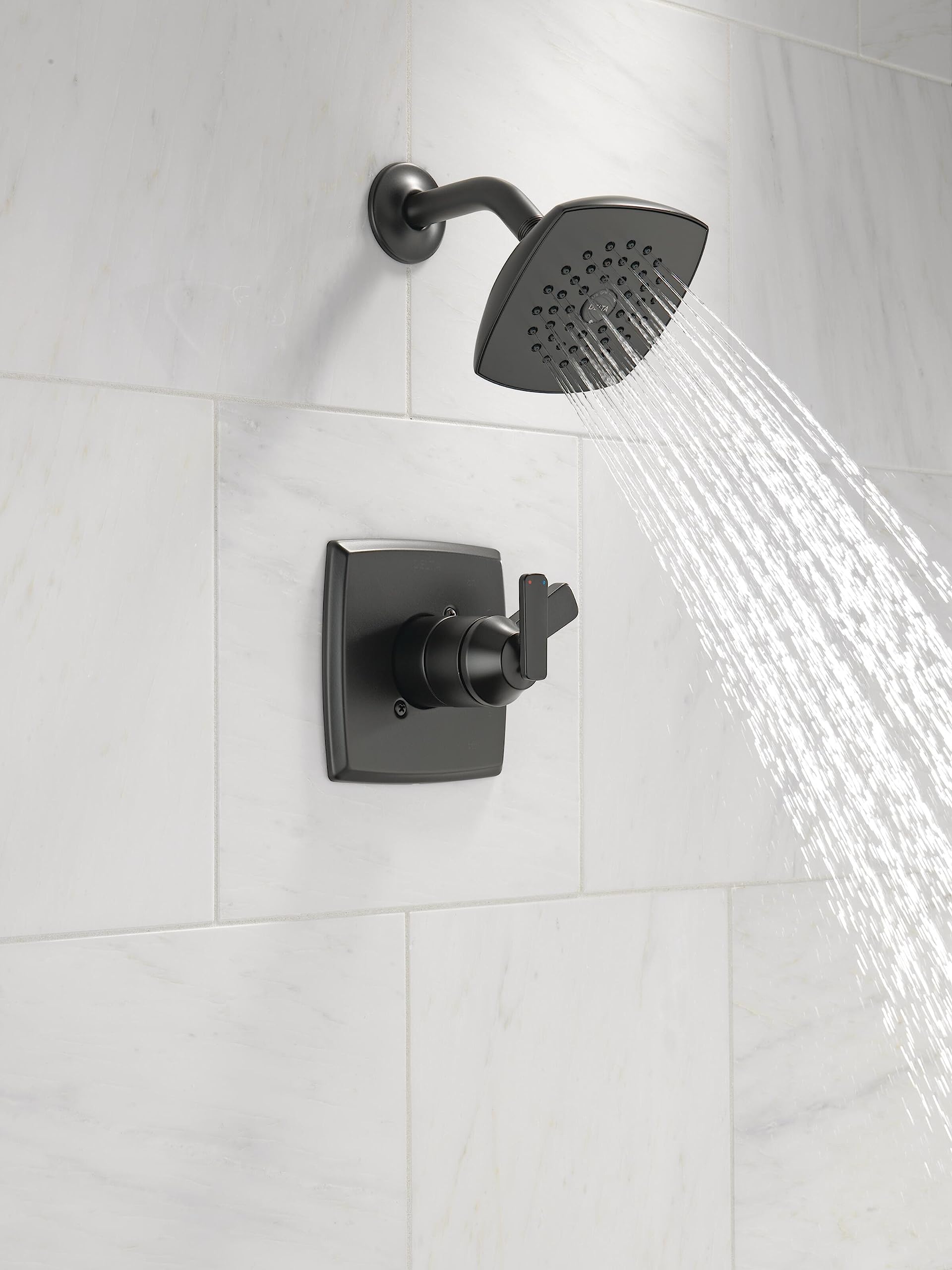 Delta Faucet Ashlyn 17 Series Matte Black Shower Faucet, Tub and Shower Trim Kit with Single-Spray Touch-Clean Matte Black Shower Head, Matte Black T17264-BL (Valve Not Included)