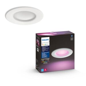 philips hue smart recessed 6 inch led downlight old version - white and color ambiance color-changing light, 1 pack - 1100lm control with app