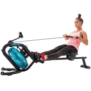 merax water rower foldable rowing machine 400 lbs home gym cardio fitness equipment water resistance