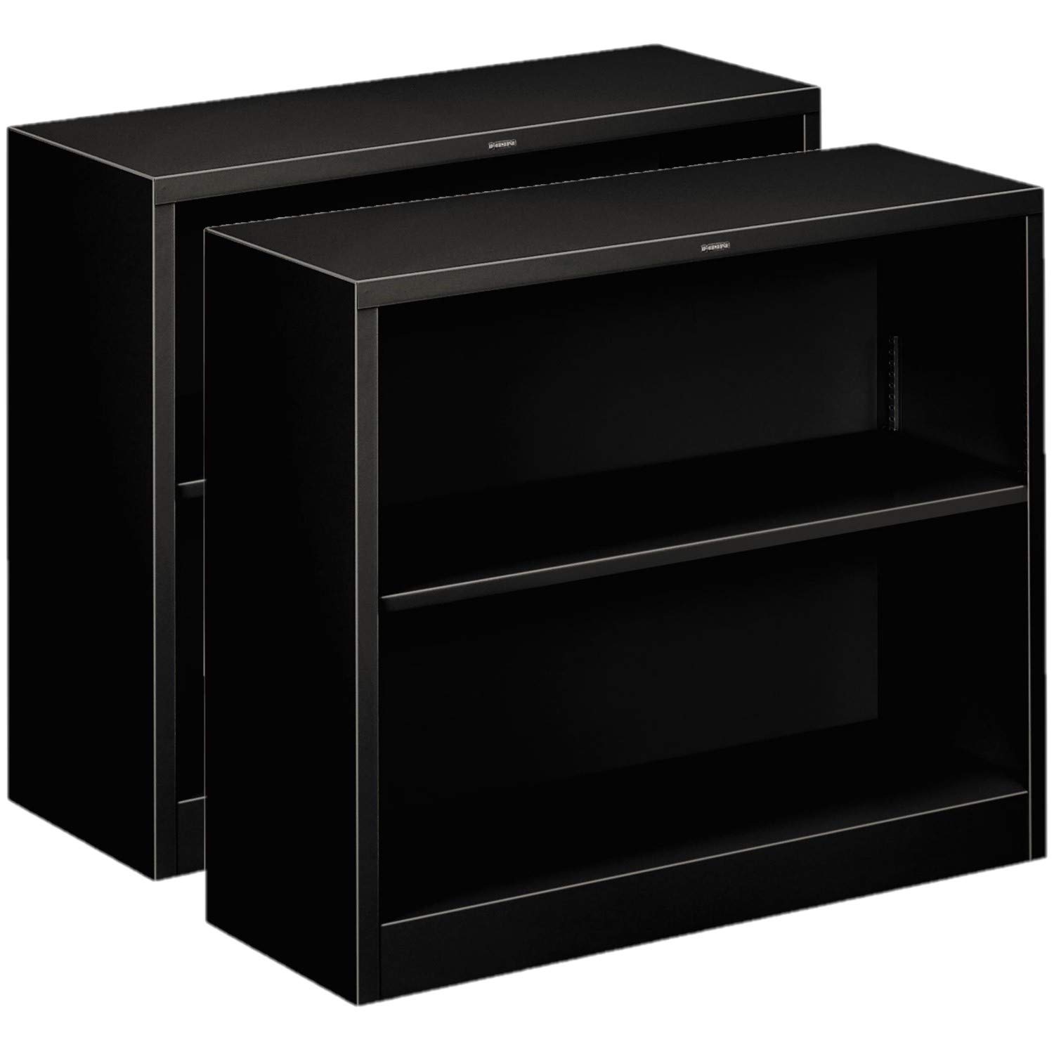 HON Metal Bookcase - Two-Shelf - 34-1/2w x 12-5/8d x 29h - Black / 2 Bookcases