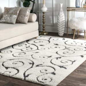 nuloom maisha contemporary shag area rug, 4x6, beige