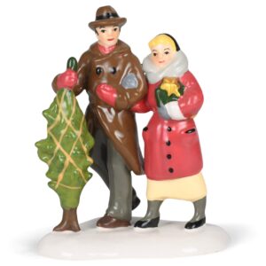 department 56 snow village accessories bringing home the christmas tree figurine, 3.3 inch, multicolor