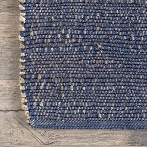 nuLOOM 12x15 Elfriede Jute & Cotton Hand Woven Area Rug, Natural, Solid Rustic Farmhouse Style, Weaved Design, Natural Fiber, For Bedroom, Living Room, Dining Room, Hallway, Office, Entryway