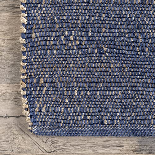 nuLOOM 12x15 Elfriede Jute & Cotton Hand Woven Area Rug, Natural, Solid Rustic Farmhouse Style, Weaved Design, Natural Fiber, For Bedroom, Living Room, Dining Room, Hallway, Office, Entryway