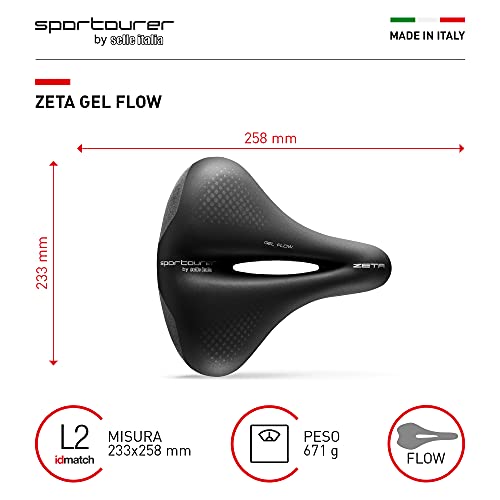 Selle Italia, Saddle, Unisex, 670g, Black Zera Comfort Gel Superflow One Size