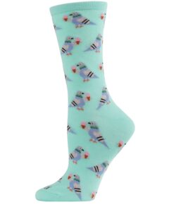 memoi feed the nyc pigeons rayon blend crew socks seafoam 9-11