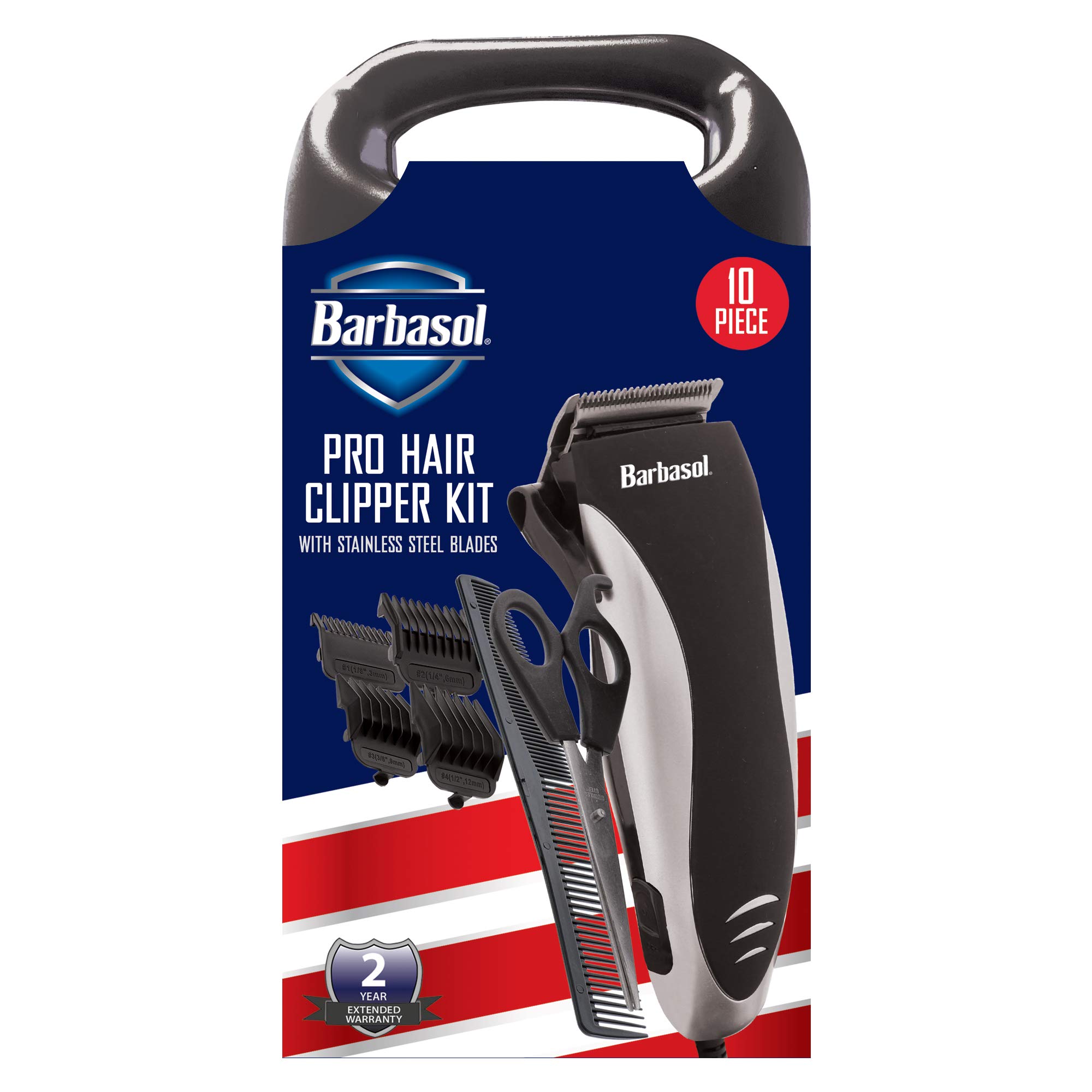 Xtreme Digital Lifestyle Accessories Barbasol Professional Hair Clipper Kit with Stainless Steel Blades, 4 Guide Combs, Adjustable Taper and Travel Bag