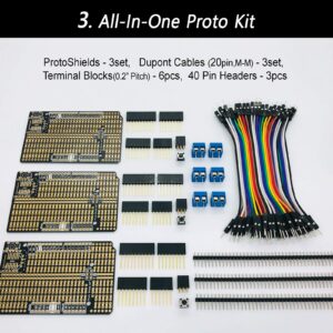 ElectroCookie Proto Shield Kit Compatible with Arduino Uno, Stackable DIY Expansion Prototype PCB (3 Pack)