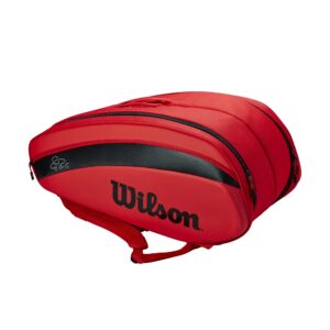 wilson rf dna tennis racket bag - red, holds up to 12 rackets