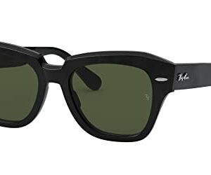 Ray-Ban RB2186 State Street Square Sunglasses, Black/G-15 Green, 49 mm