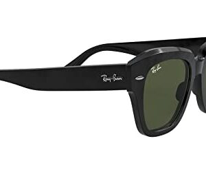 Ray-Ban RB2186 State Street Square Sunglasses, Black/G-15 Green, 49 mm