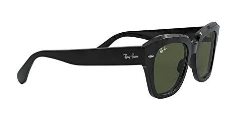 Ray-Ban RB2186 State Street Square Sunglasses, Black/G-15 Green, 49 mm