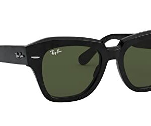 Ray-Ban RB2186 State Street Square Sunglasses, Black/G-15 Green, 49 mm