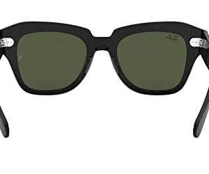 Ray-Ban RB2186 State Street Square Sunglasses, Black/G-15 Green, 49 mm